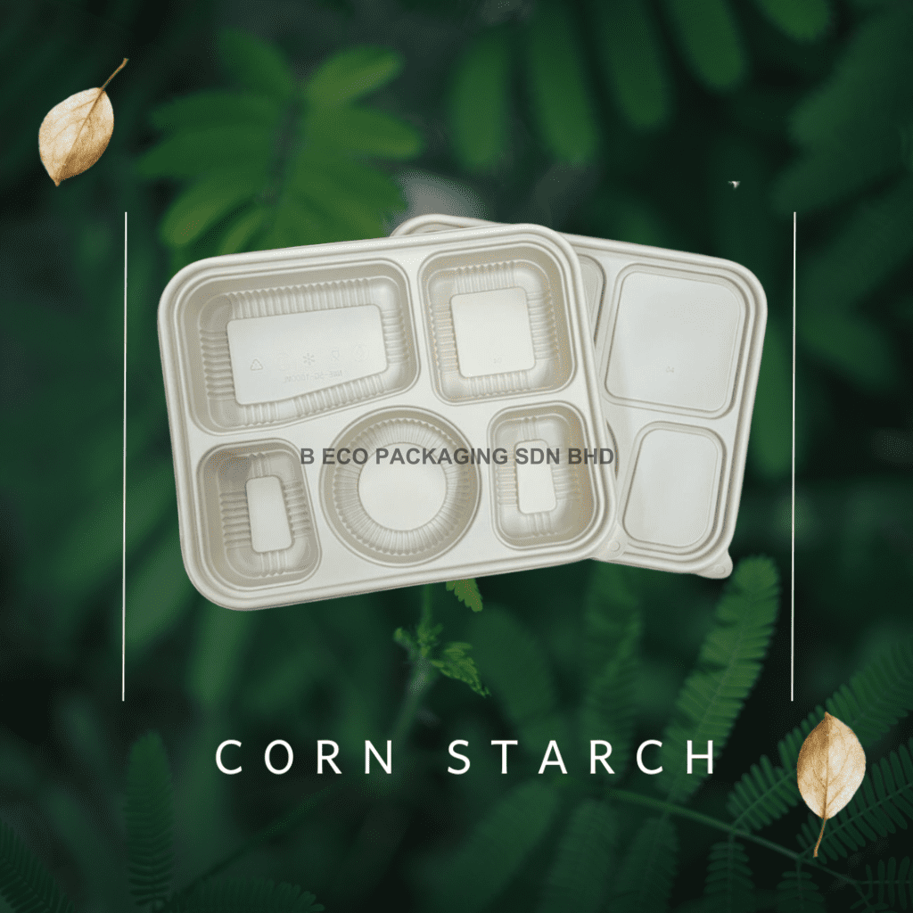 Biodegradable 5 Compartment Corn Starch Lunch Box (Set)