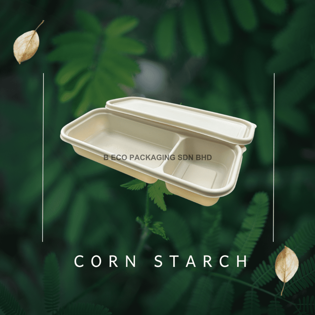 Biodegradable 2 Compartment Corn Starch Lunch Box (Set)